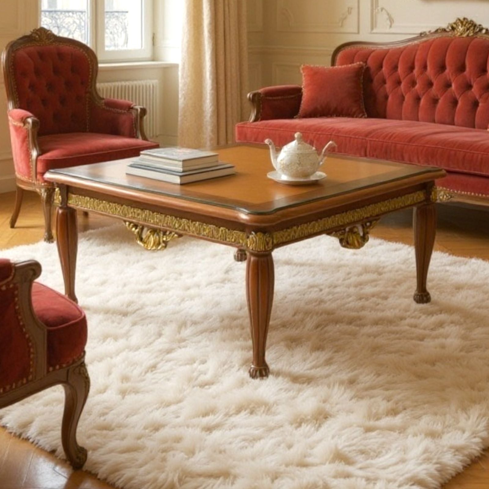 Square table with golden touches | Nabolia